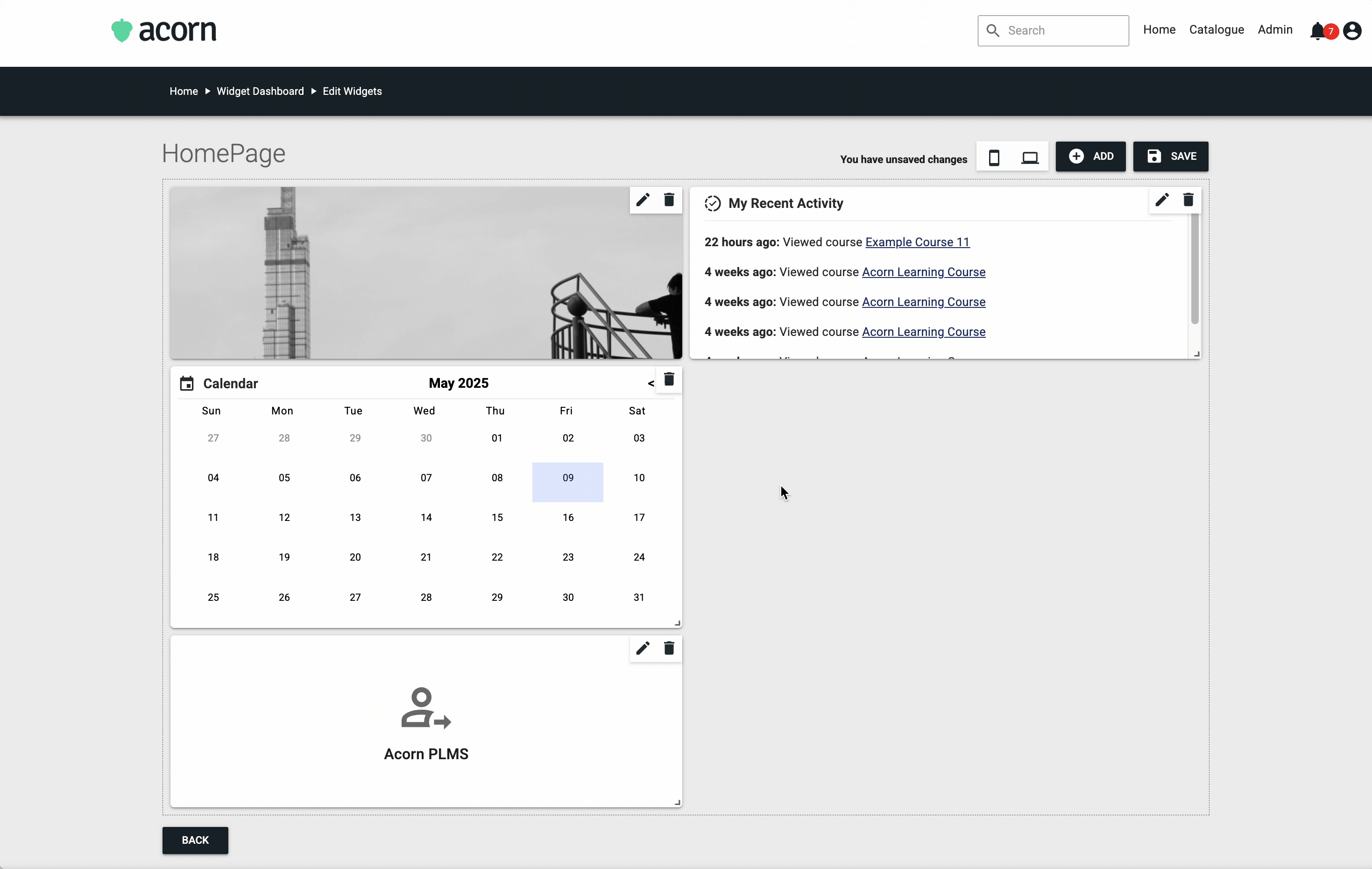 Homepage Widget Dashboards