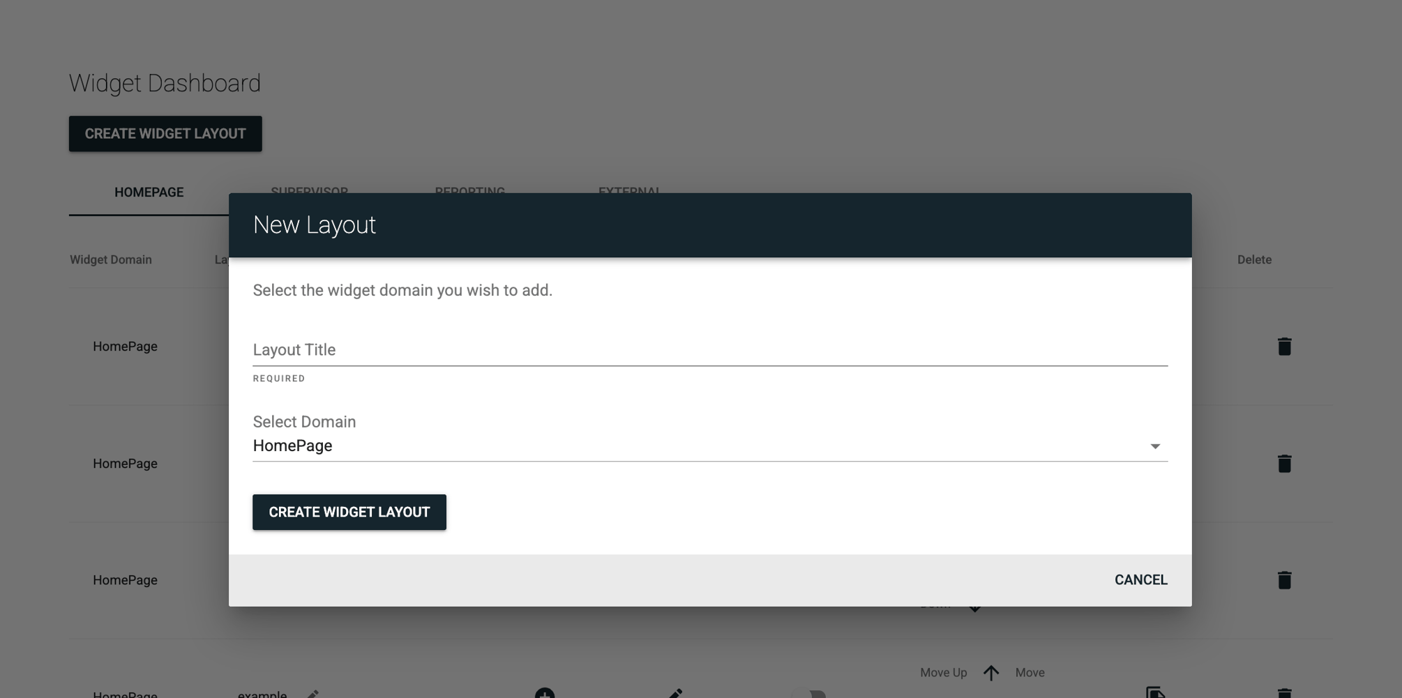 Homepage Widget Dashboards